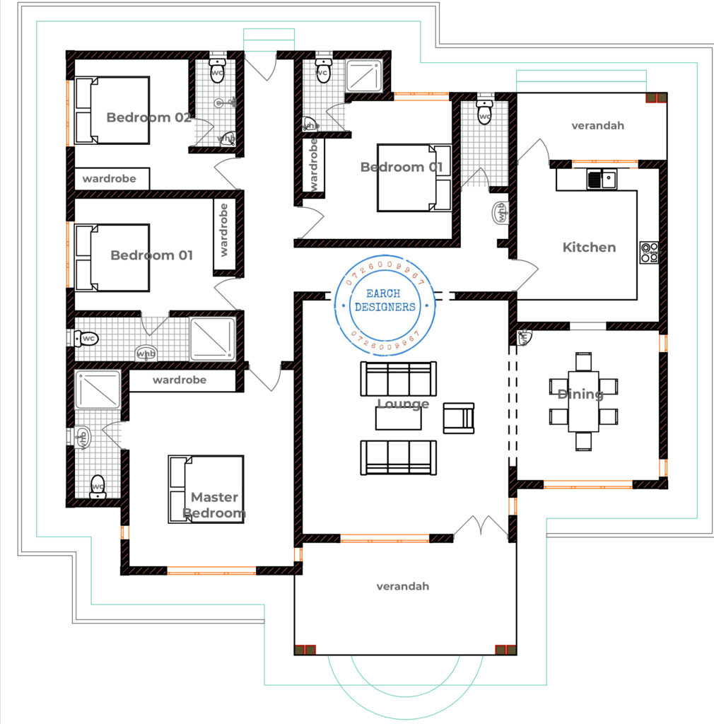 4 bedroom Bungalow (plan with measurement)